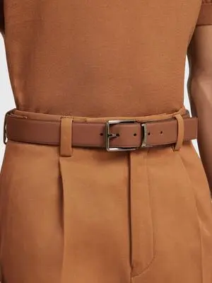 Zegna Logo Engraved Reversible Buckle Belt