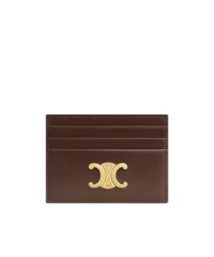 Celine Card Holder Triomphe In Shiny Calfskin - Chestnut