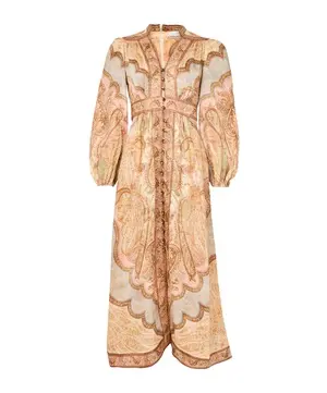 Zimmermann Wanderlust Deep V-neck Midi Dress