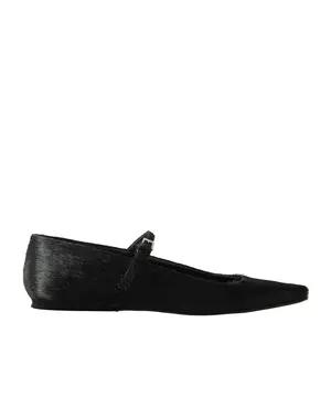 Loulou De Saison Leone Pony-effect Leather Mary Jane Flats - Black