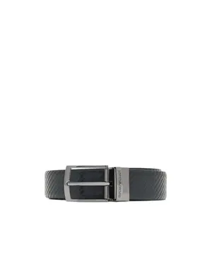 Emporio Armani Embossed Buckle Belt - Black