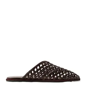 NEOUS Solid Color Leather Slippers - Black