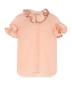 Coperni Zip-embellished Ruffled Chiffon Blouse