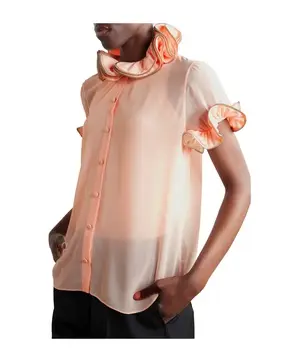 Coperni Zip-embellished Ruffled Chiffon Blouse