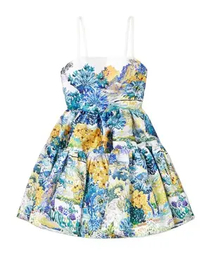 MARY KATRANTZOU Floral-print Cotton-faille Mini Dress - Blue