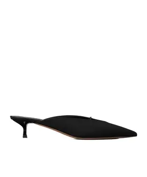 NEOUS Solid Satin Mules - Black