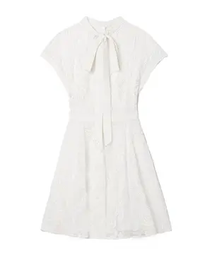 Zuhair Murad Tie-detailed Crepe-trimmed Corded Lace Mini Dress - No