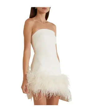 SAFIYAA LONDON Feather-trimmed Stretch-crepe Mini Dress