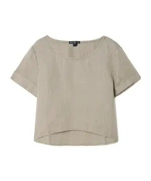 JAMES PERSE Cropped Linen-canvas T-shirt - Nude