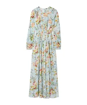 Adam Lippes Pleated Floral-print Cotton-voile Maxi Dress - White
