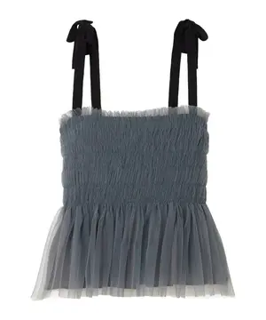 MOLLY GODDARD Lydia Shirred Tulle Peplum Top
