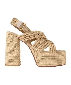 CastaÑer Raffia Platform Sandals - Nude