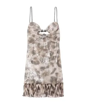 NENSI DOJAKA Leopard Print Sequined Chiffon Mini Dress - No