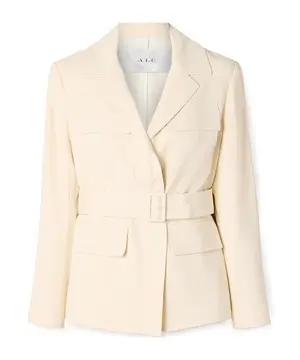 A.L.C. Belted Linen-blend Twill Jacket - White