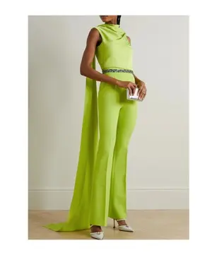 SAFIYAA LONDON Draped Satin-crepe Jumpsuit