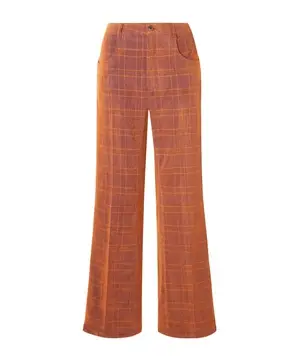 Alexander McQueen Checked Corduroy Flared Pants - Brown