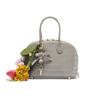 SELF-PORTRAIT Embossed Leather Mini Bag - Grey