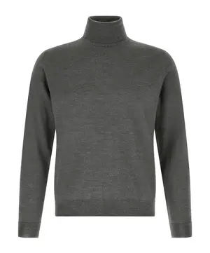ZANONE Ribbed Turtleneck Knitted Sweater - Gray