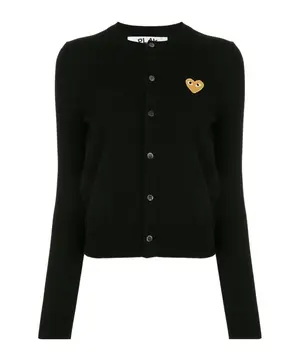 Play Comme Des Garcon Logo Decal Cardigan - Black