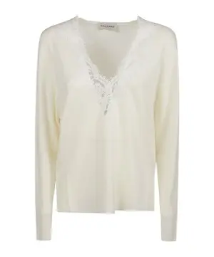 ERMANNO FIRENZE V Neck Sweater - Ecru