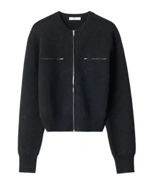 LEMAIRE Zipped Alpaca Wool Blend Top - Coal