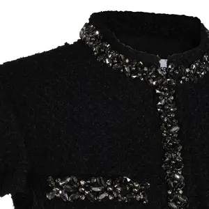 SELF-PORTRAIT Beaded Trim Peplum Dress