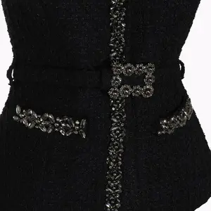 SELF-PORTRAIT Beaded Trim Peplum Dress