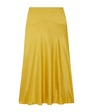 Tove Silk-satin Midi Skirt - Yellow
