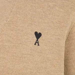 AMI Paris V-neck Cardigan With Embroidered Logo - No