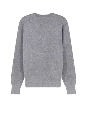 AMI Paris V-neck Embroidered Cardigan - Grey