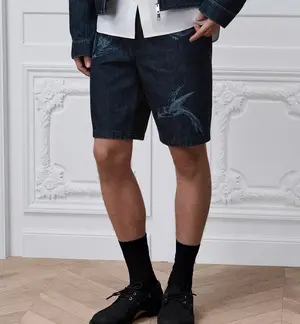 Dior Hummingbird Print Denim Shorts