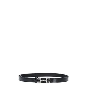 Gucci Thin Belt With Horsebit Buckle - Black