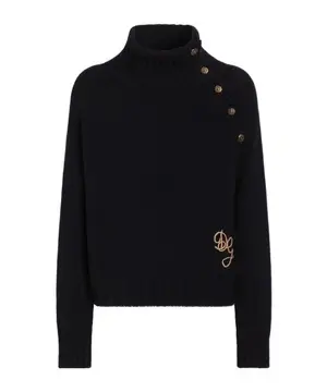 Dolce & Gabbana Smooth Knit Turtleneck With Logo Detail - Blue