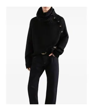 Dolce & Gabbana Smooth Knit Turtleneck With Logo Detail - Blue