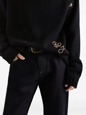 Dolce & Gabbana Smooth Knit Turtleneck With Logo Detail - Blue