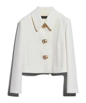Gucci Crêpe Wool Jacket With Double G Button - White