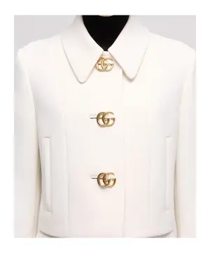 Gucci Crêpe Wool Jacket With Double G Buttons - White