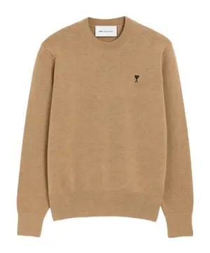 AMI Paris Crew Neck Long-sleeved Knitwear - Nude