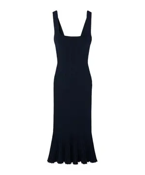 Galvan Pleated Ribbed Stretch-knit Midi Dress