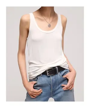 Gucci Stretch Rib Jersey Tank Top With Engraved Metal Tag