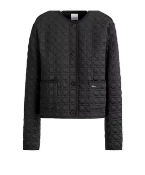 Dior Quilted Long-sleeve Jacket With Cd-logo Toggle - Black