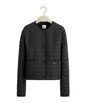 Dior Quilted Long-sleeve Jacket With Cd-logo Toggle - Black