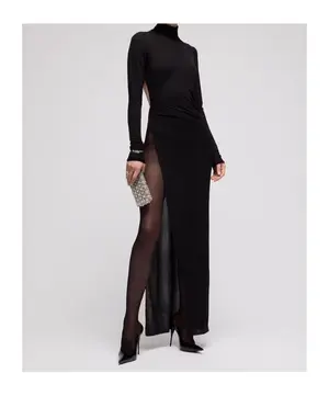 Gucci Viscose Crêpe Jersey Dress With Deep Back Opening And Split - Black