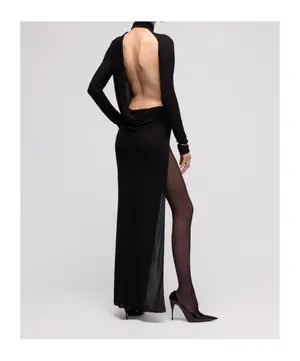 Gucci Viscose Crêpe Jersey Dress With Deep Back Opening And Split - Black