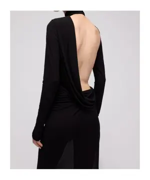 Gucci Viscose Crêpe Jersey Dress With Deep Back Opening And Split - Black