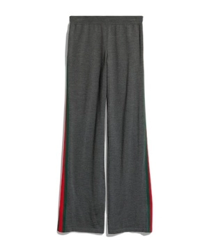 Gucci Fine Wool Leisure Pants With Web - Dark Gray