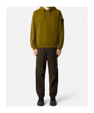 Stone Island Regular-fit Hooded Sweatshirt With Thumbhole Cuffs