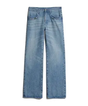 Gucci Flared Cotton Denim Pants - Light Blue