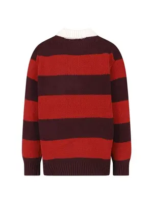 Polo Ralph Lauren Striped Rugby Jumper With Embroidered Logo - Red