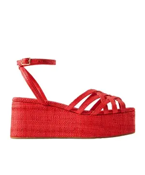 LOEFFLER RANDALL Channing Raffia Platform Sandals - No